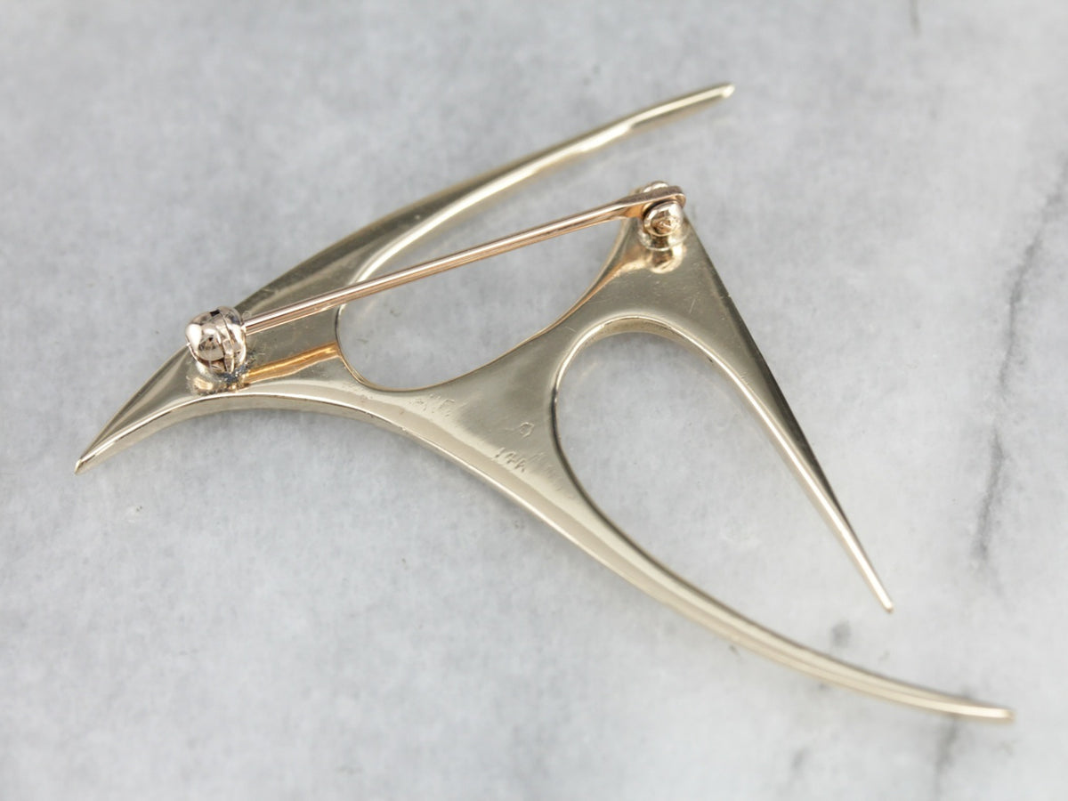 Modernist Abstract Gold Pin - Market Square Jewelers