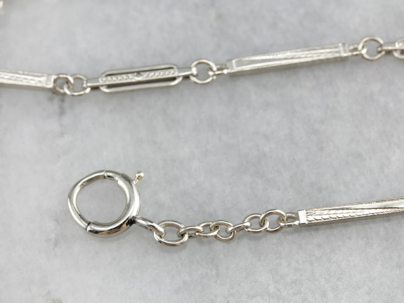Art Deco White Gold Pocket Watch Chain - Market Square Jewelers