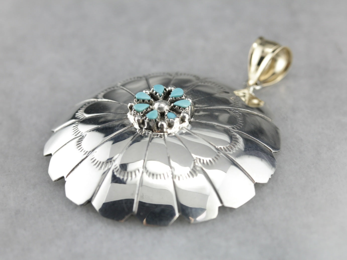 Native American Turquoise Concha Pendant - Market Square Jewelers