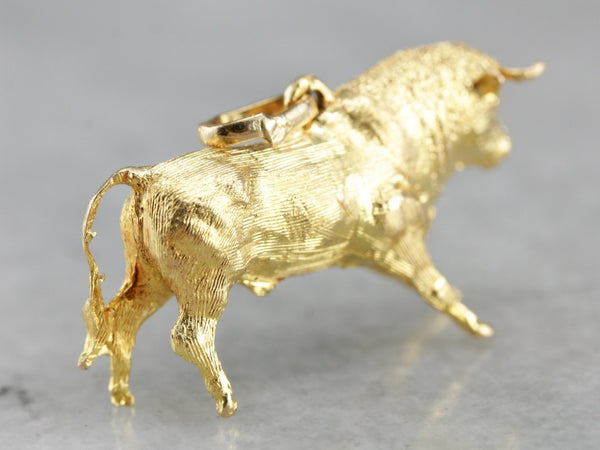 Detailed Gold Bull Charm or Pendant - Market Square Jewelers