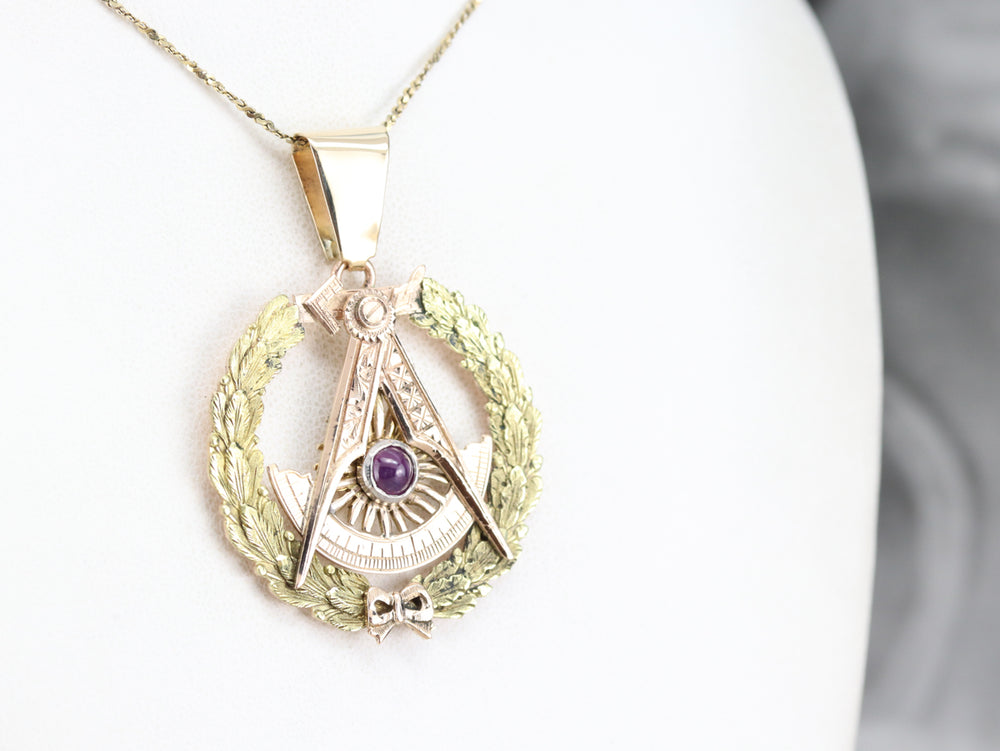 Antique Star Ruby Masonic Pendant - Market Square Jewelers