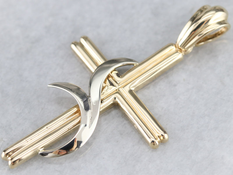 Modernist Gold Cross Pendant - Market Square Jewelers