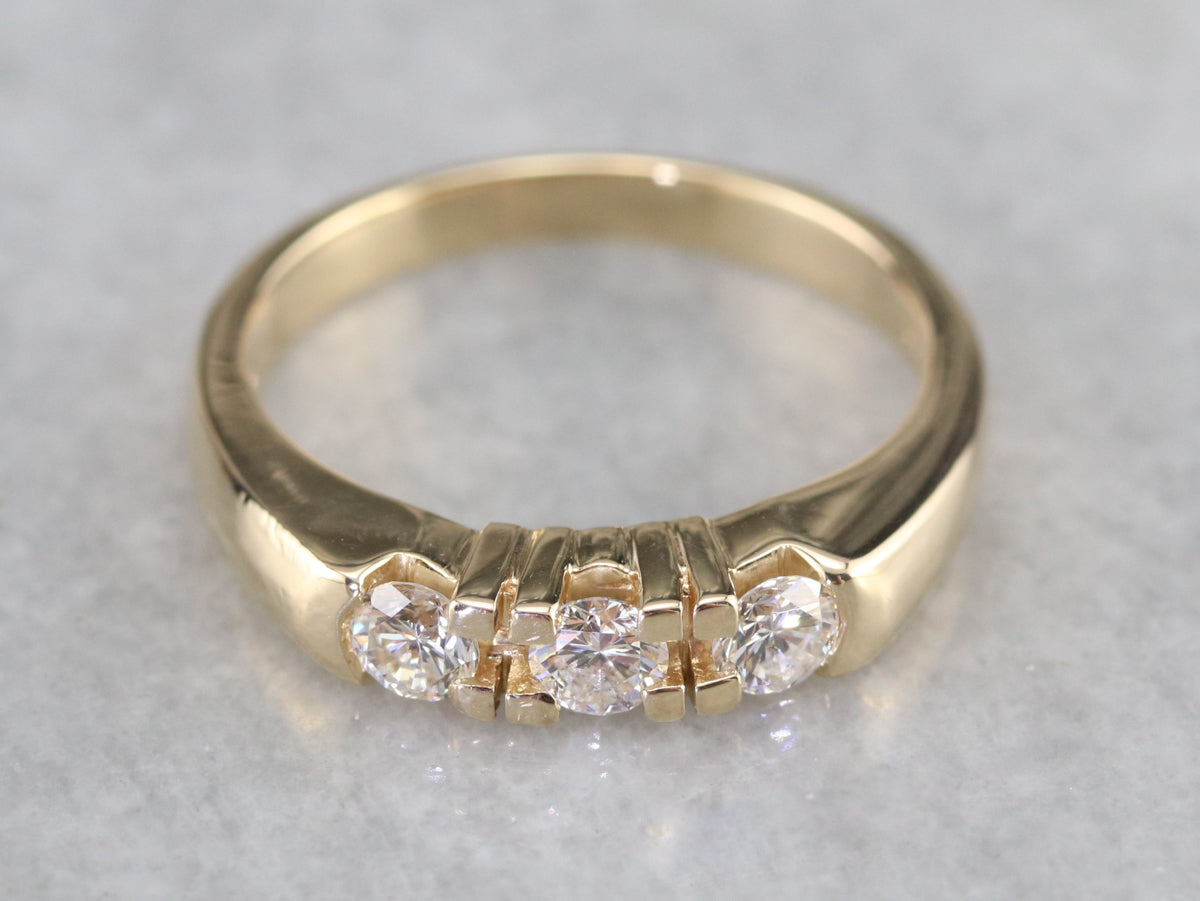 Three Diamond Gold Wedding Band - Market Square Jewelers