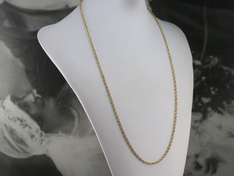 Long Gold Rope Twist Chain Necklace