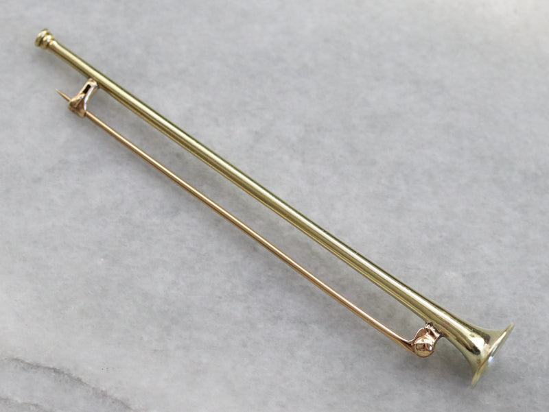 Vintage Gold Trumpet Instrument Pin - Market Square Jewelers