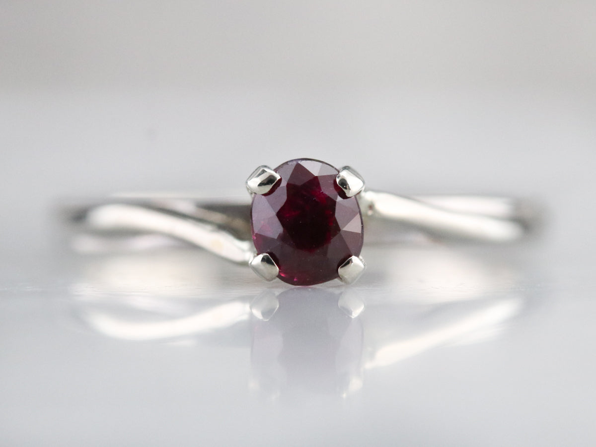 White Gold Ruby Solitaire Ring - Market Square Jewelers