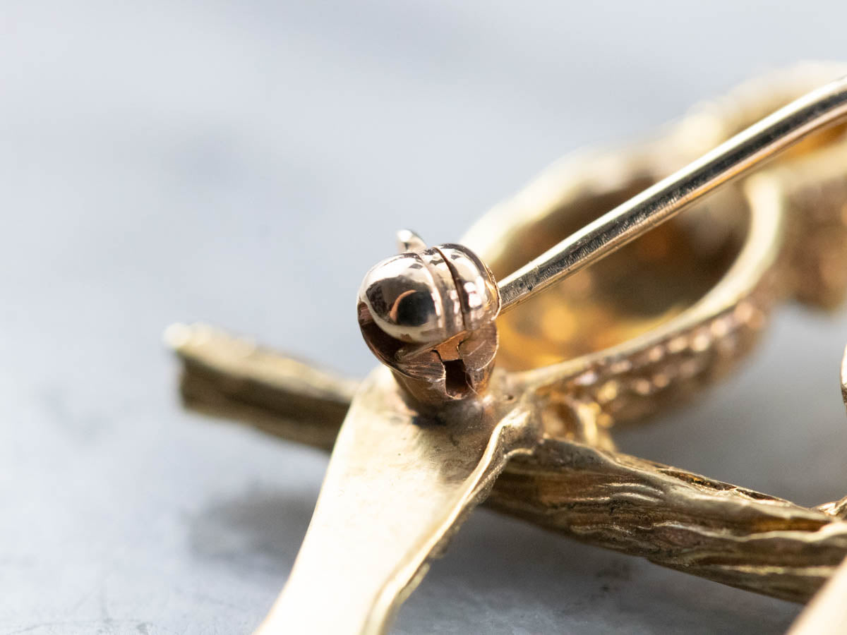 Two Parrots Diamond Gold Brooch - Market Square Jewelers