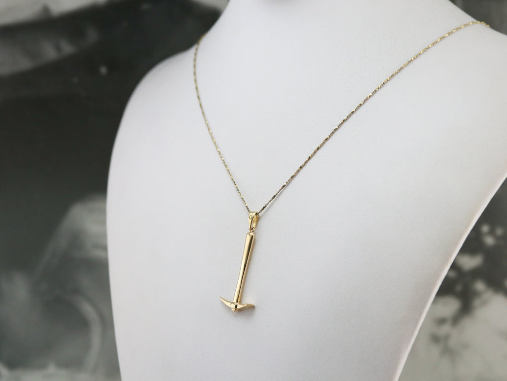 Large Gold Pickaxe Pendant - Market Square Jewelers