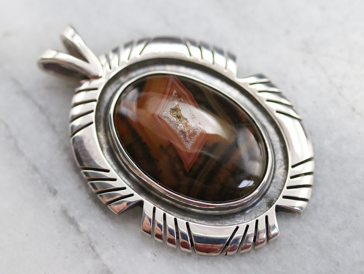 Sterling Silver Jasper Druzy Quartz Pendant - Market Square Jewelers