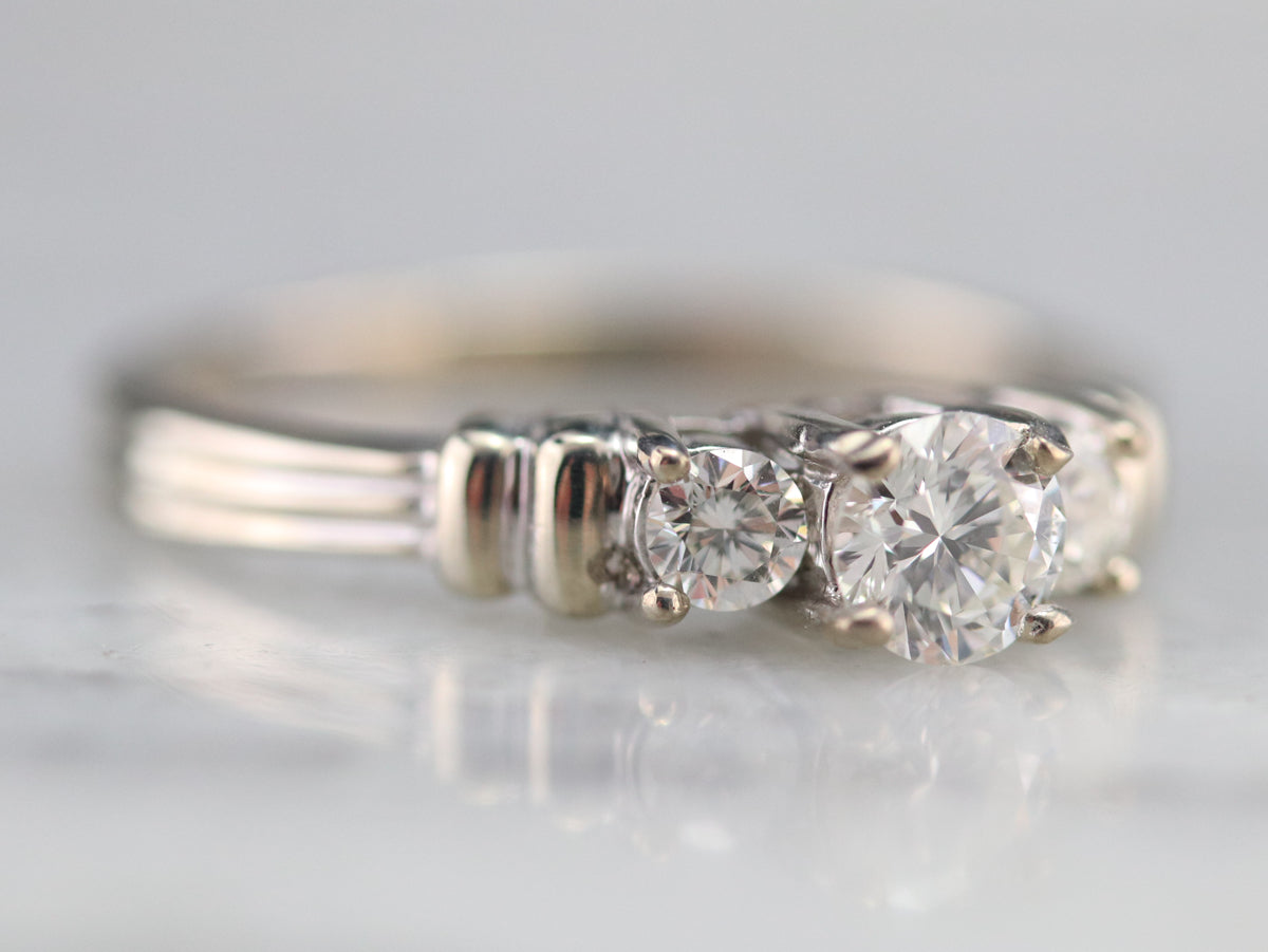 Modern Three Stone Diamond Engagement Ring - Market Square Jewelers