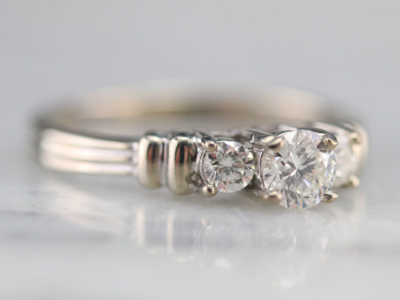 Modern Three Stone Diamond Engagement Ring - Market Square Jewelers