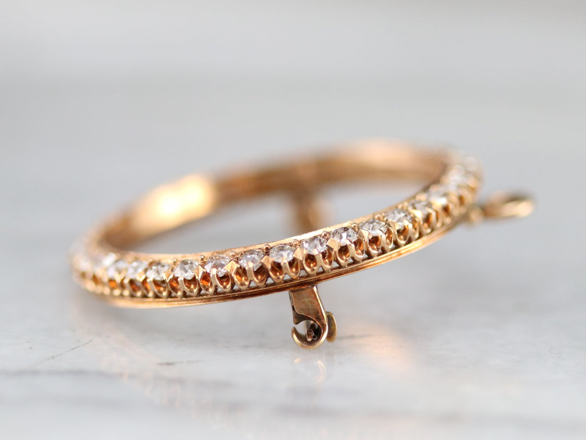 Antique Old Mine Cut Diamond Circle Pin - Market Square Jewelers