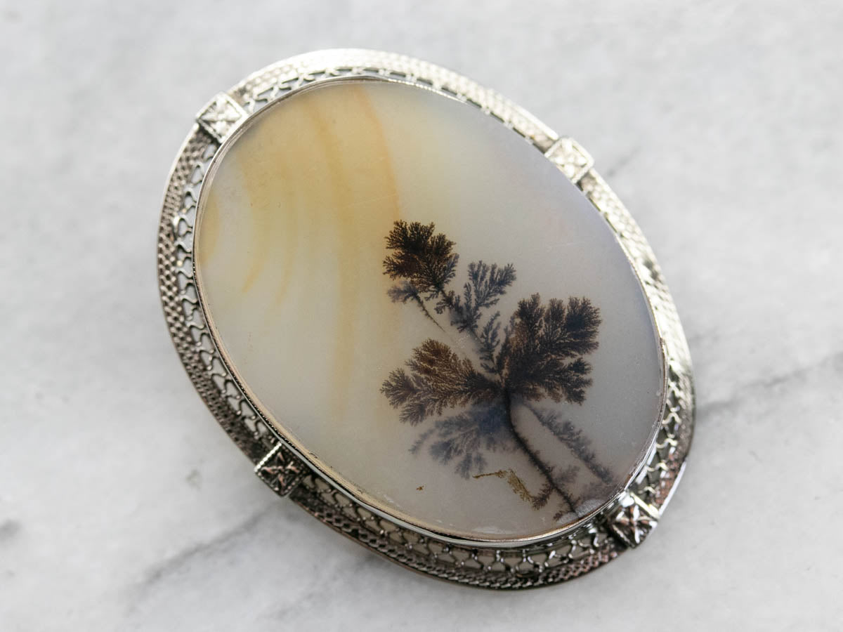 Vintage Shazar Stone Agate Brooch or Pendant - Market Square Jewelers