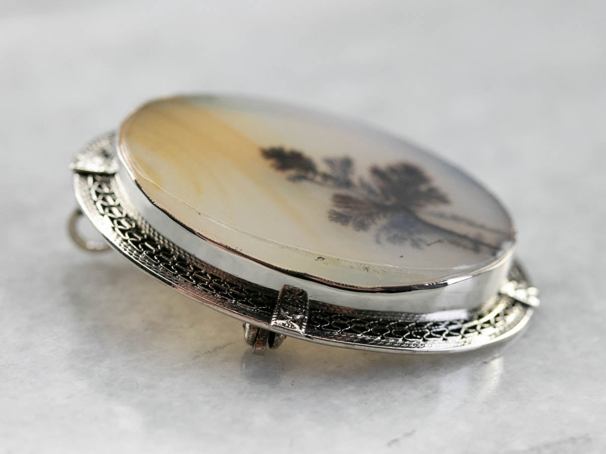 Vintage Shazar Stone Agate Brooch or Pendant - Market Square Jewelers