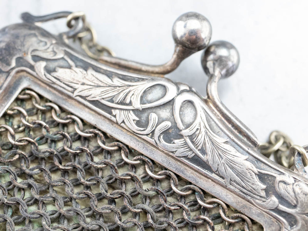 Antique German Silver Mesh Coin Purse - Market Square Jewelers