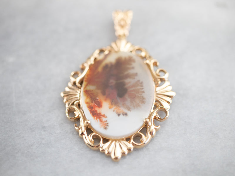 Gold Shazar Stone Agate Pendant - Market Square Jewelers