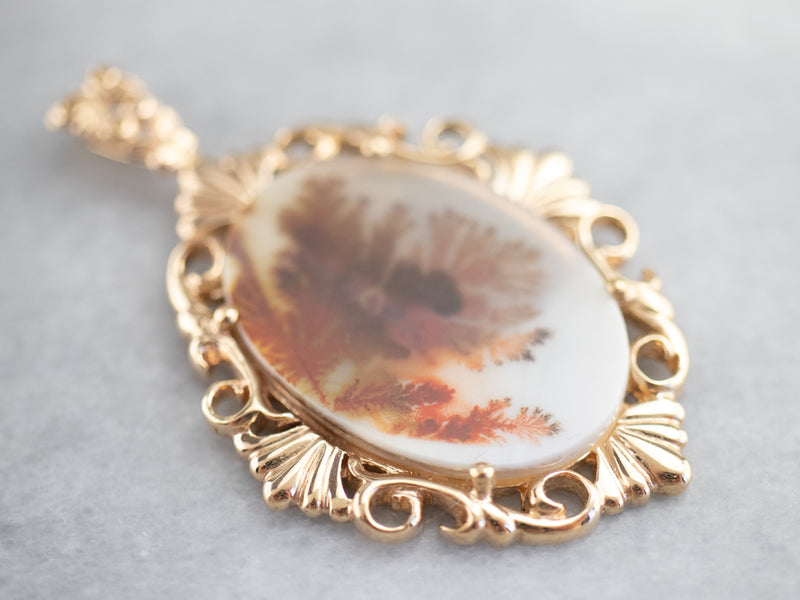Gold Shazar Stone Agate Pendant - Market Square Jewelers
