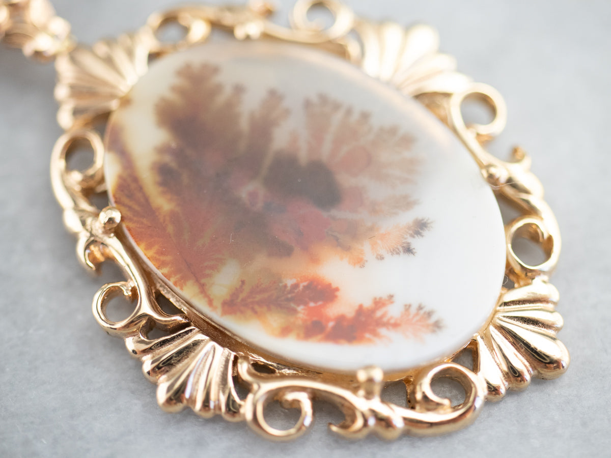 Gold Shazar Stone Agate Pendant - Market Square Jewelers