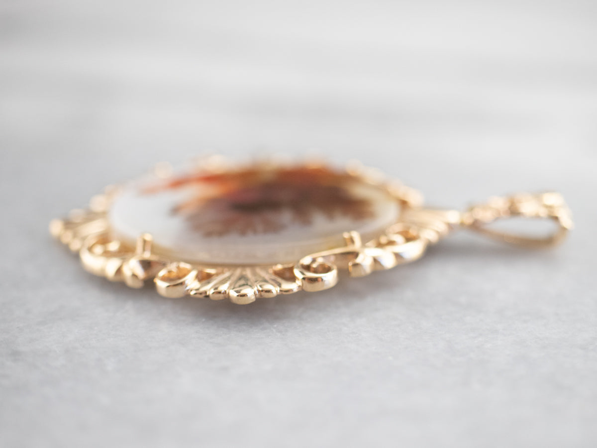 Gold Shazar Stone Agate Pendant - Market Square Jewelers