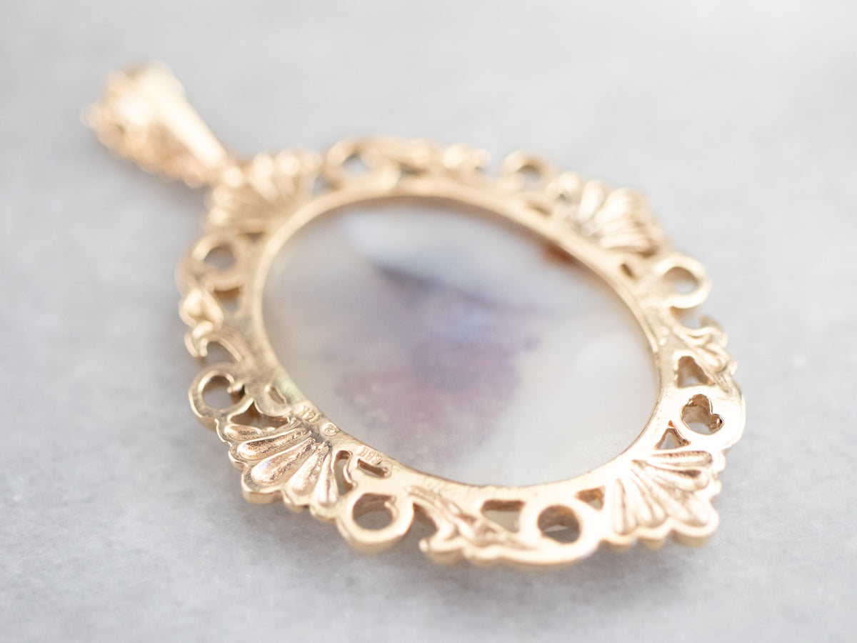 Gold Shazar Stone Agate Pendant - Market Square Jewelers