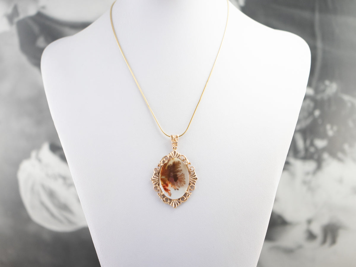 Gold Shazar Stone Agate Pendant - Market Square Jewelers