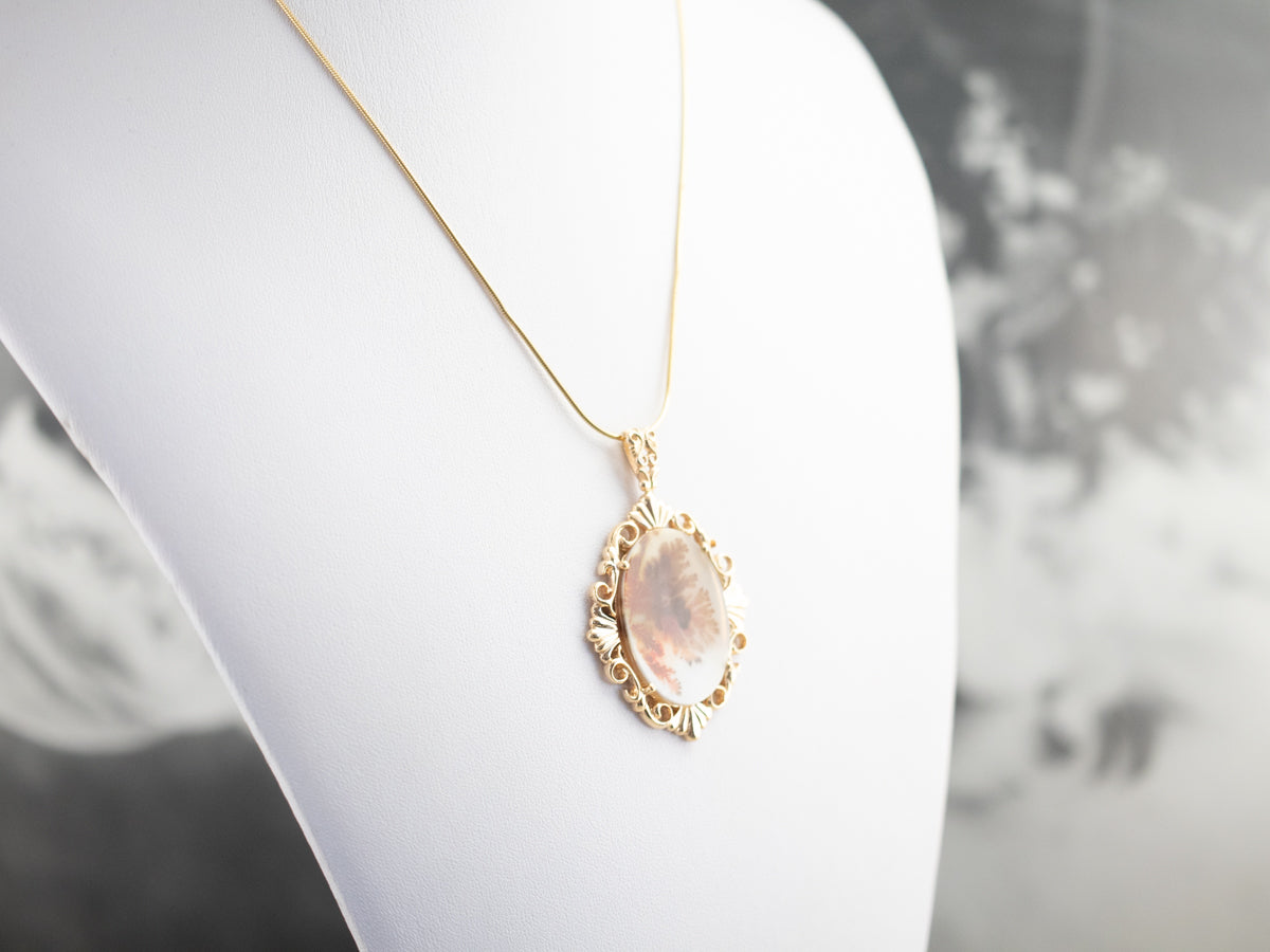 Gold Shazar Stone Agate Pendant - Market Square Jewelers