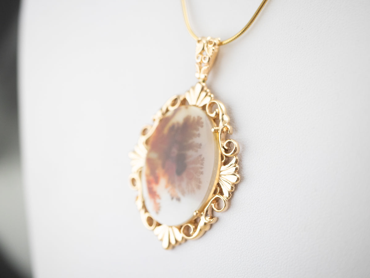 Gold Shazar Stone Agate Pendant - Market Square Jewelers