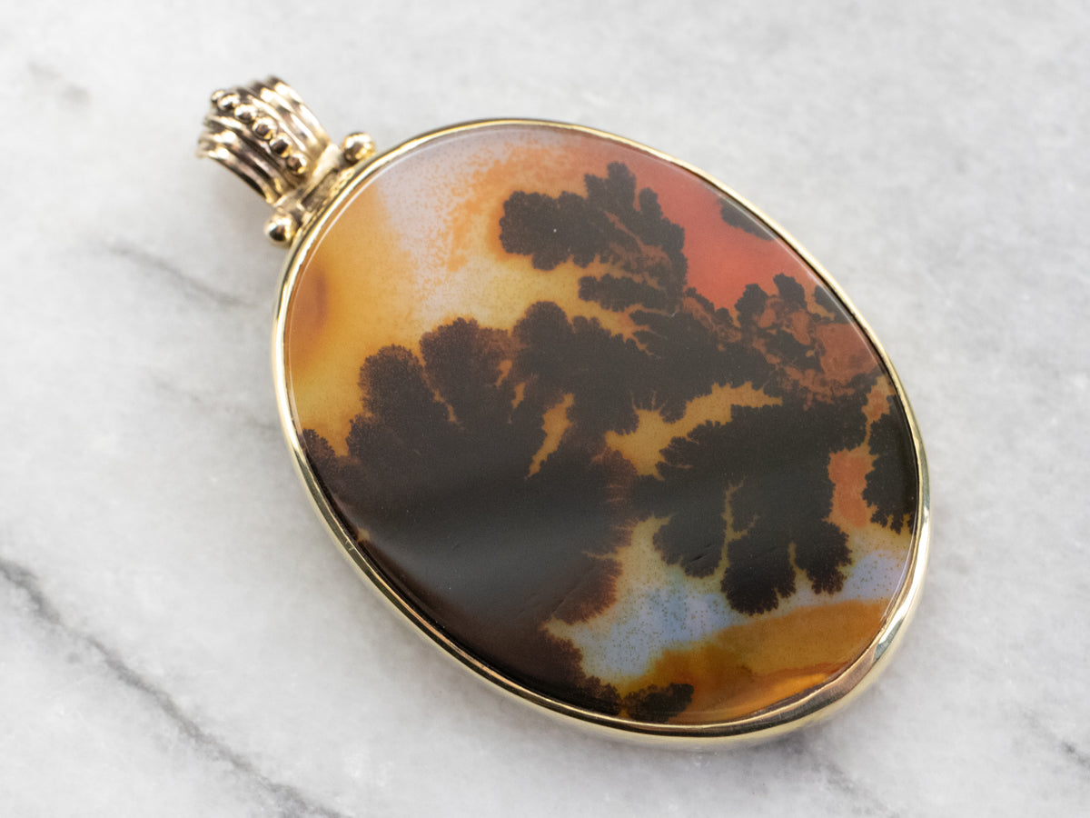 Gold Shazar Stone Agate Pendant - Market Square Jewelers