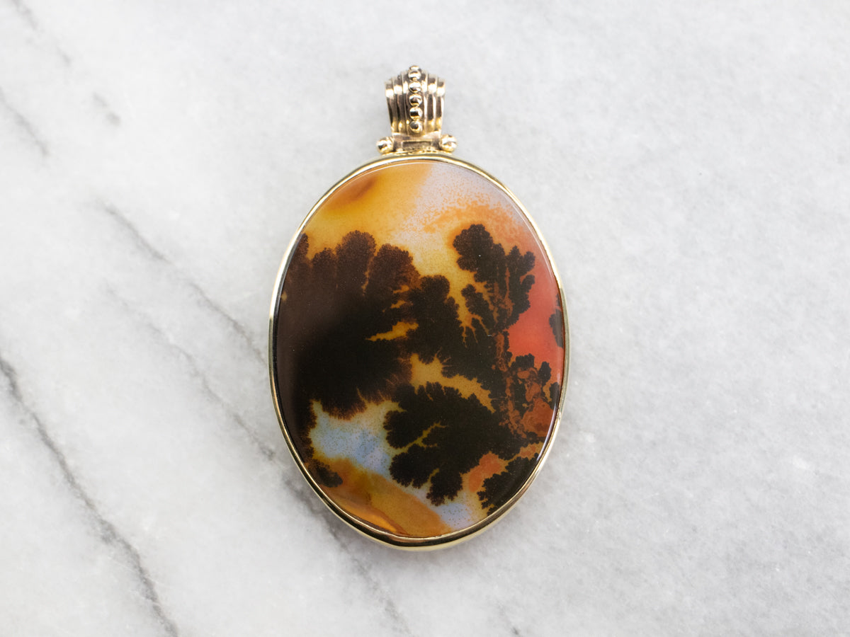 Gold Shazar Stone Agate Pendant - Market Square Jewelers