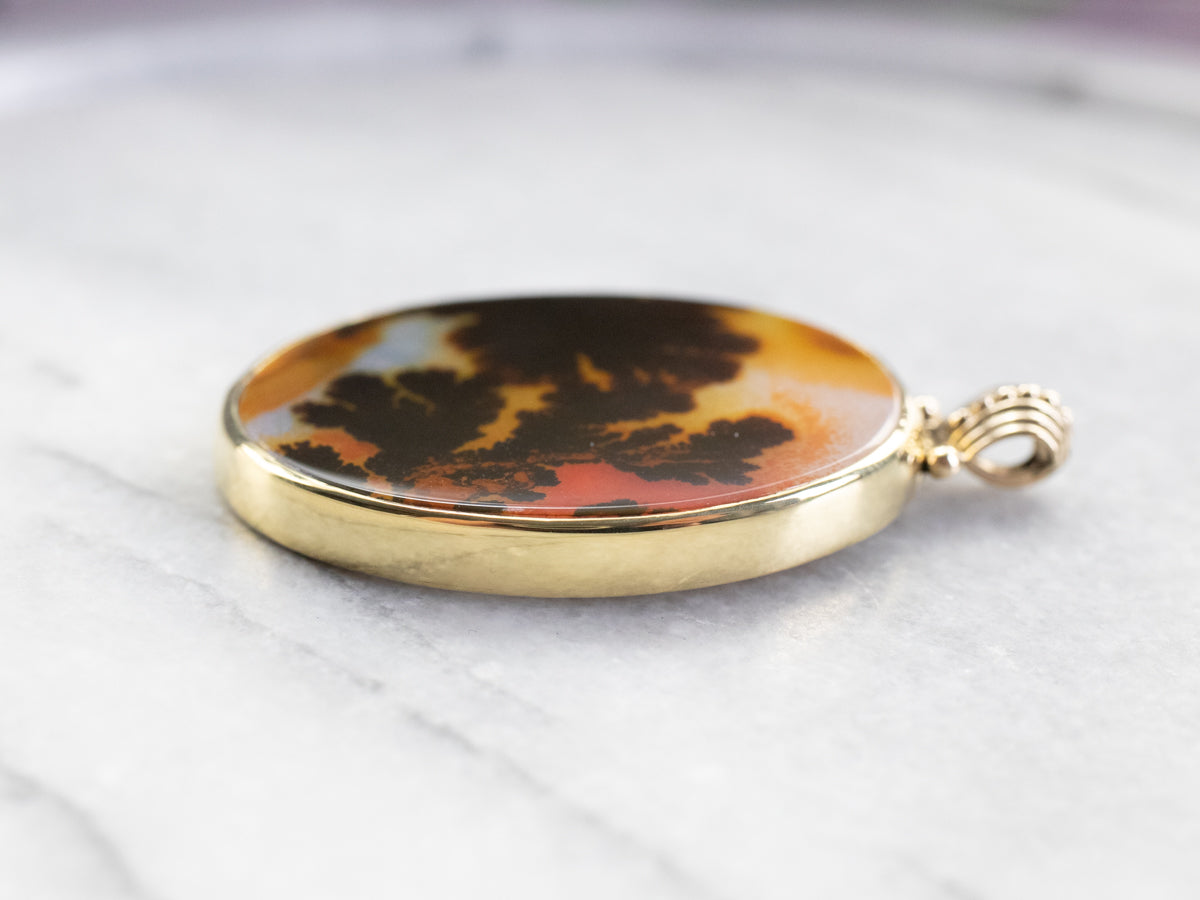 Gold Shazar Stone Agate Pendant - Market Square Jewelers