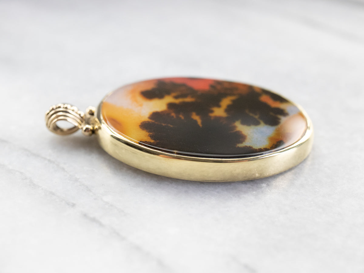 Gold Shazar Stone Agate Pendant - Market Square Jewelers