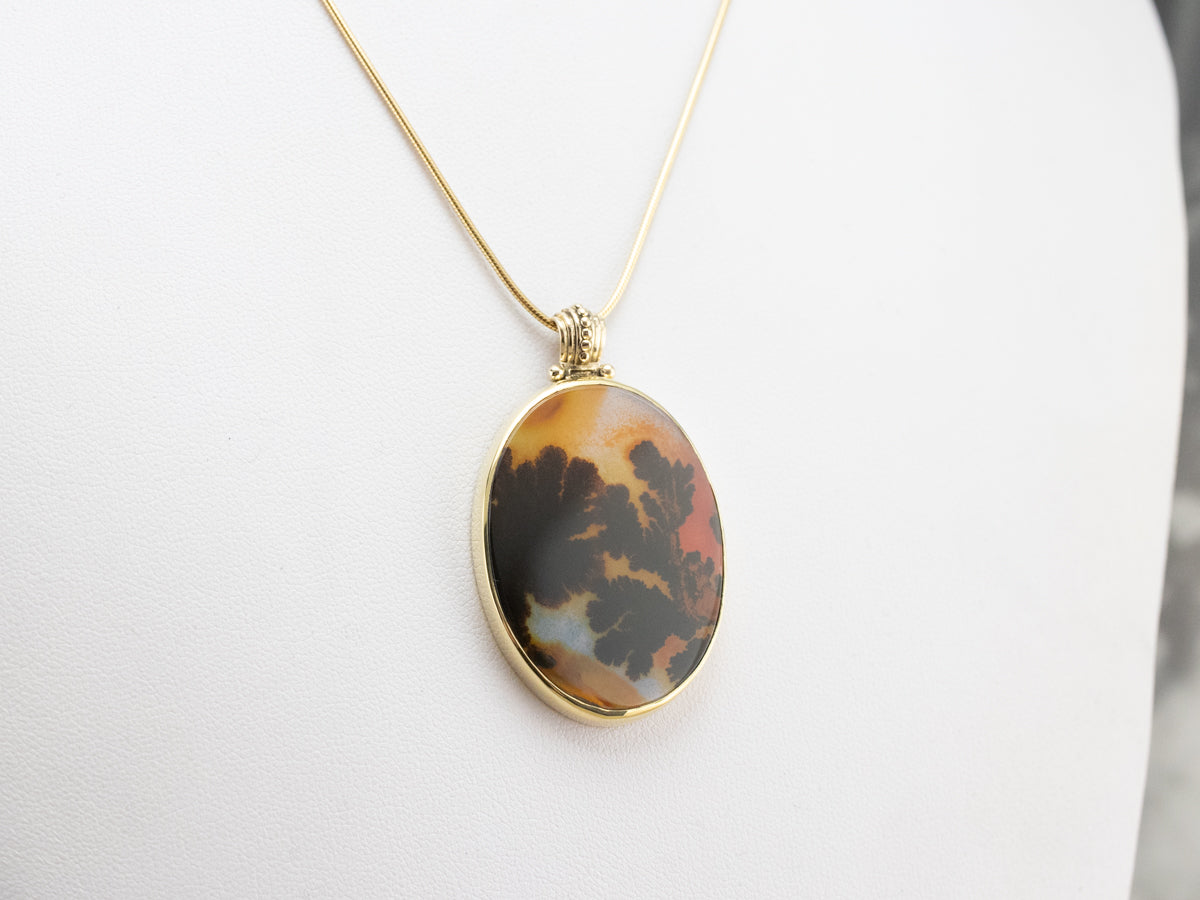 Gold Shazar Stone Agate Pendant - Market Square Jewelers