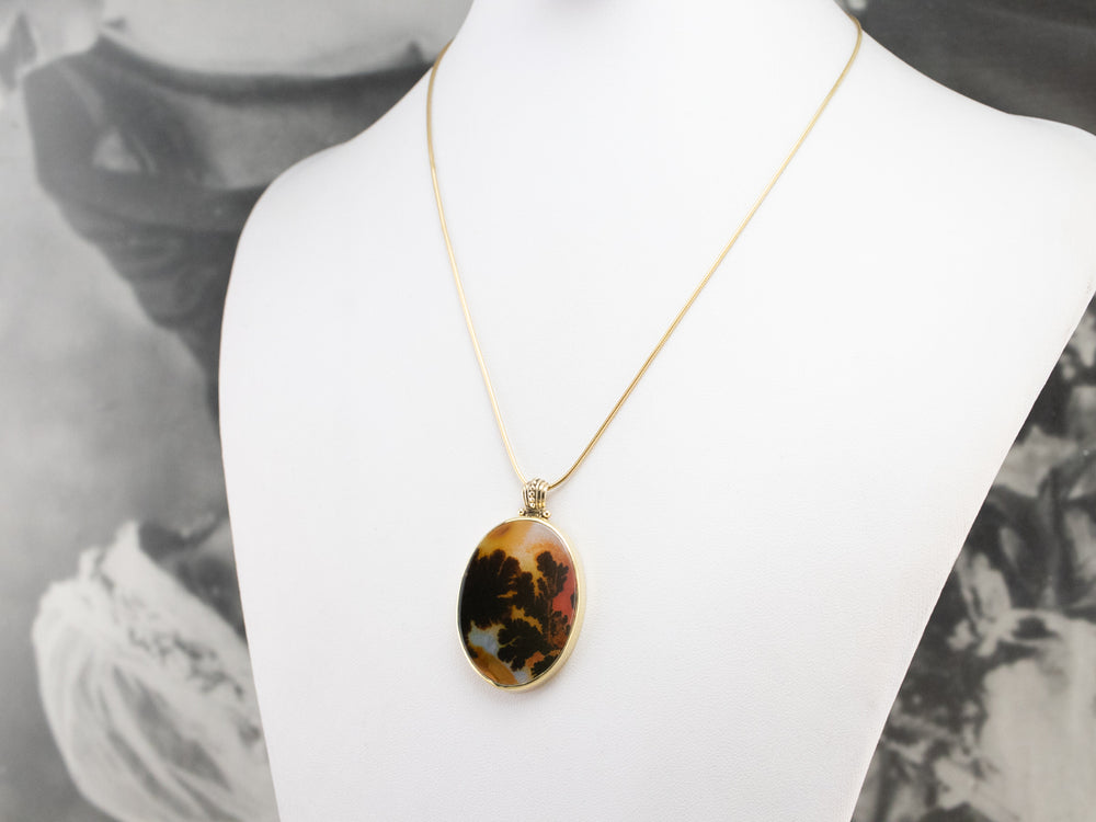 Gold Shazar Stone Agate Pendant - Market Square Jewelers
