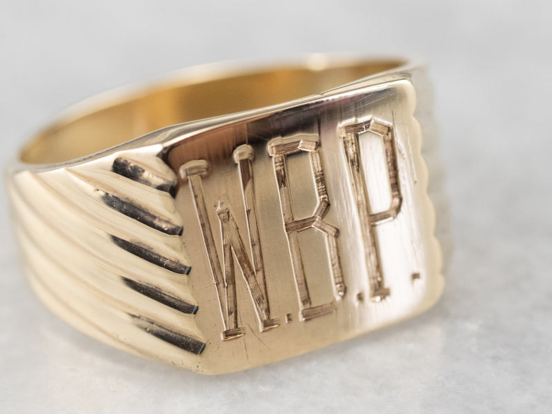 Gold "WBP" Monogram Signet Ring