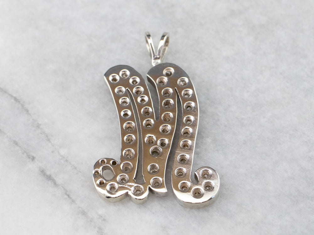 Scrolling Diamond M Initial Pendant - Market Square Jewelers