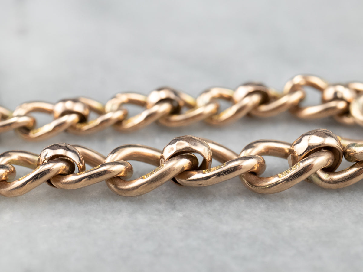 Victorian Rose Gold Heart Lock Curb Link Bracelet - Market Square Jewelers