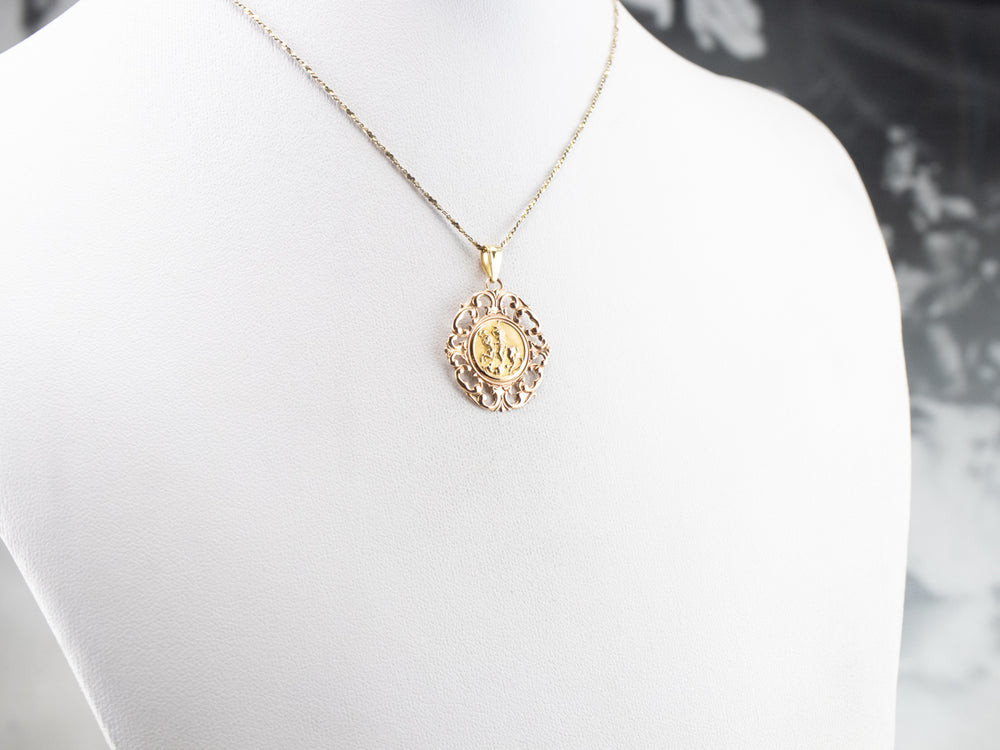 Two Tone Gold Saint George Medallion - Market Square Jewelers
