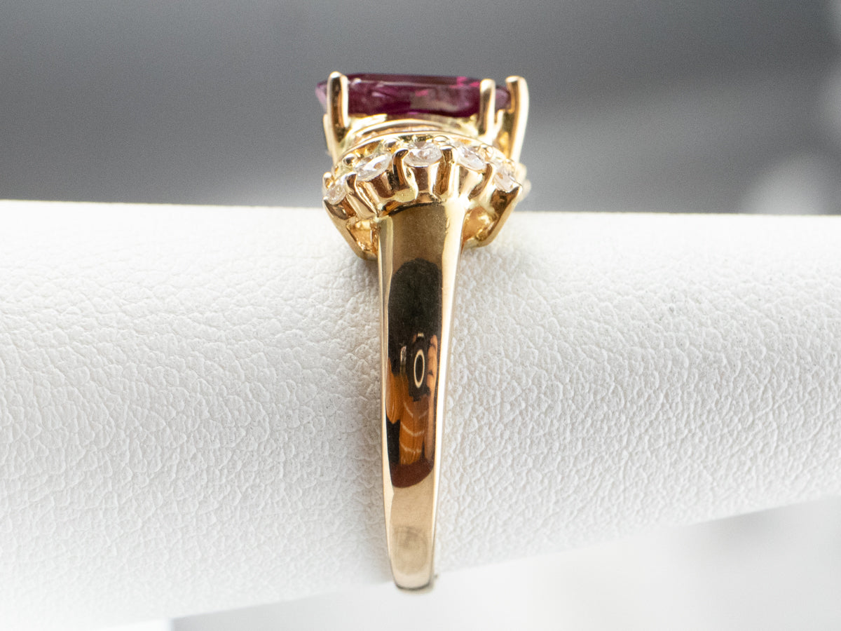 Teardrop Ruby and Diamond 18K Gold Ring - Market Square Jewelers