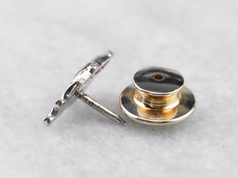Shriners Diamond and Synthetic Ruby Tie Tack