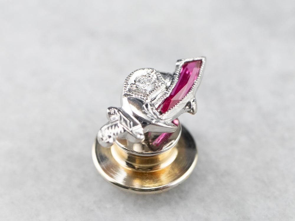 Shriners Diamond and Synthetic Ruby Tie Tack - Market Square Jewelers
