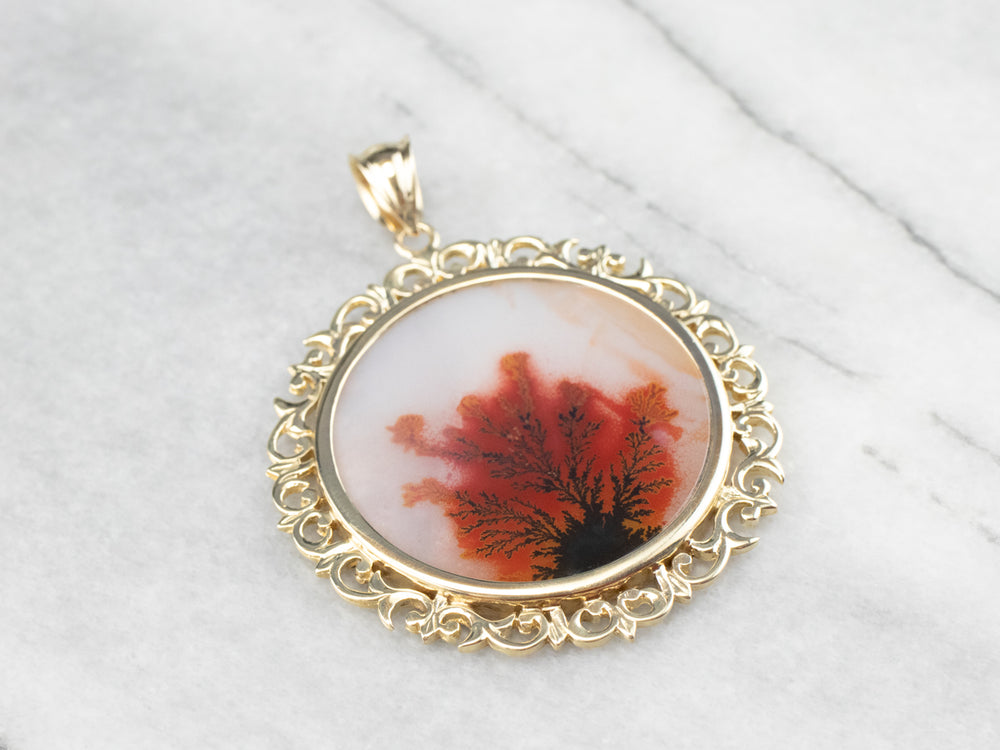 Gold Shazar Stone Agate Pendant - Market Square Jewelers