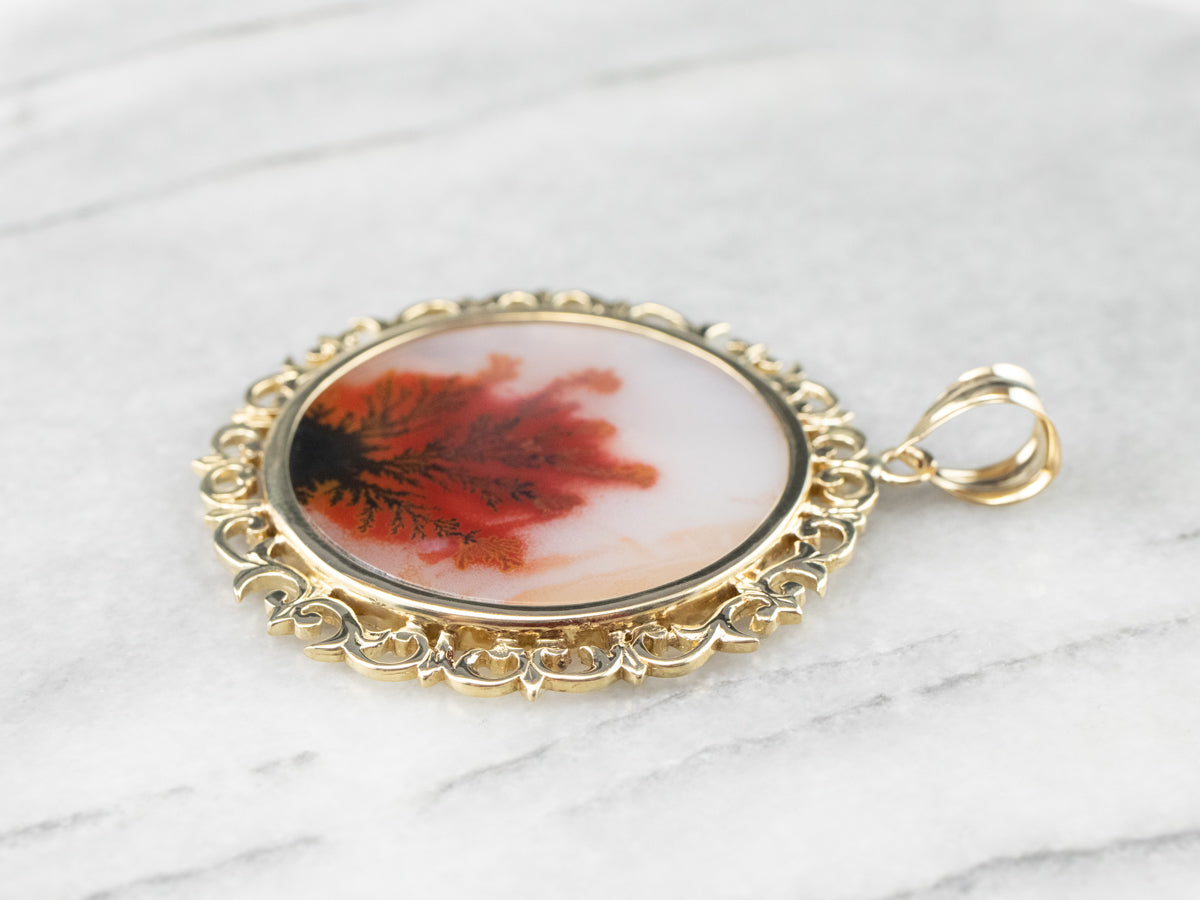 Gold Shazar Stone Agate Pendant - Market Square Jewelers