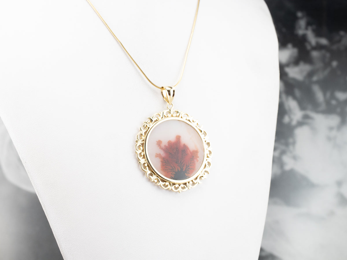 Gold Shazar Stone Agate Pendant - Market Square Jewelers