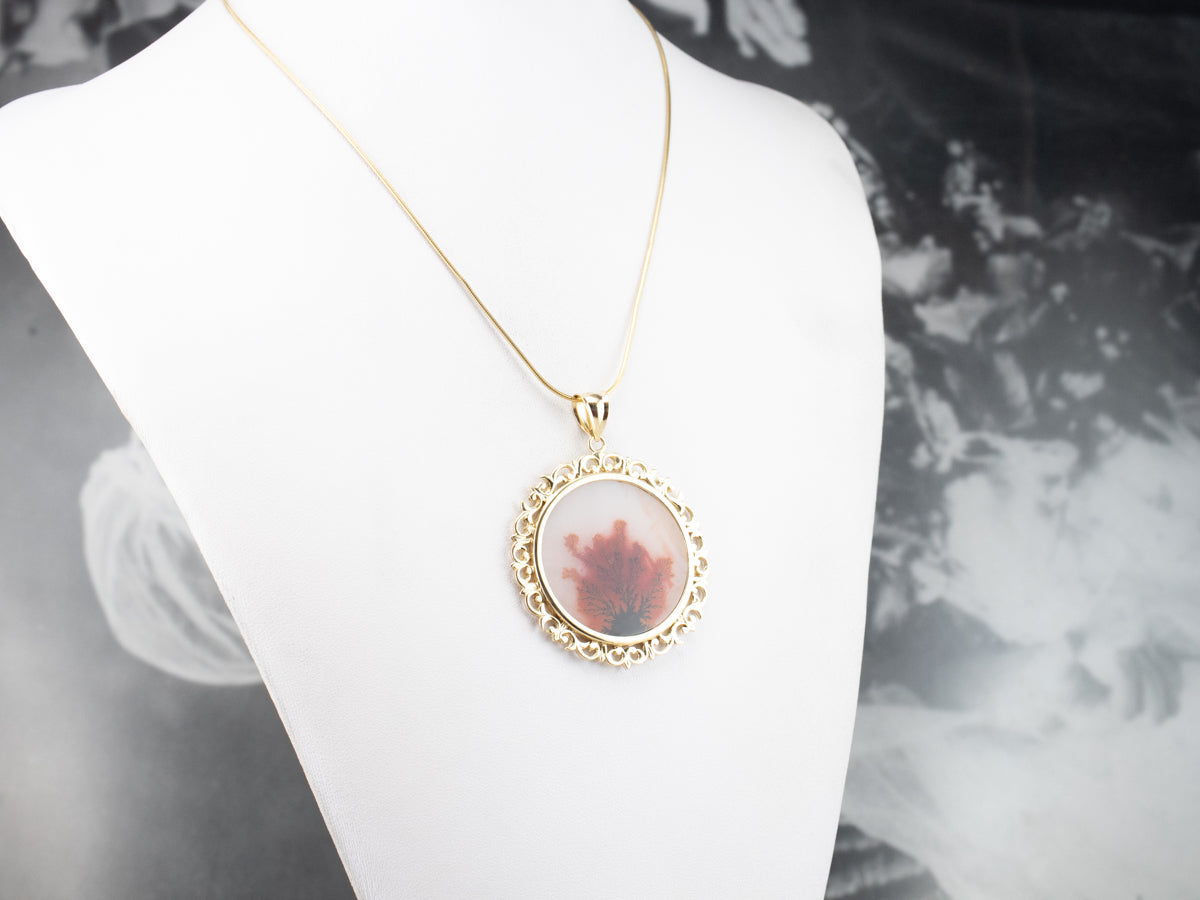 Gold Shazar Stone Agate Pendant - Market Square Jewelers