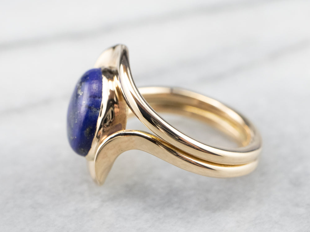 Modernist Gold Lapis Ring - Market Square Jewelers