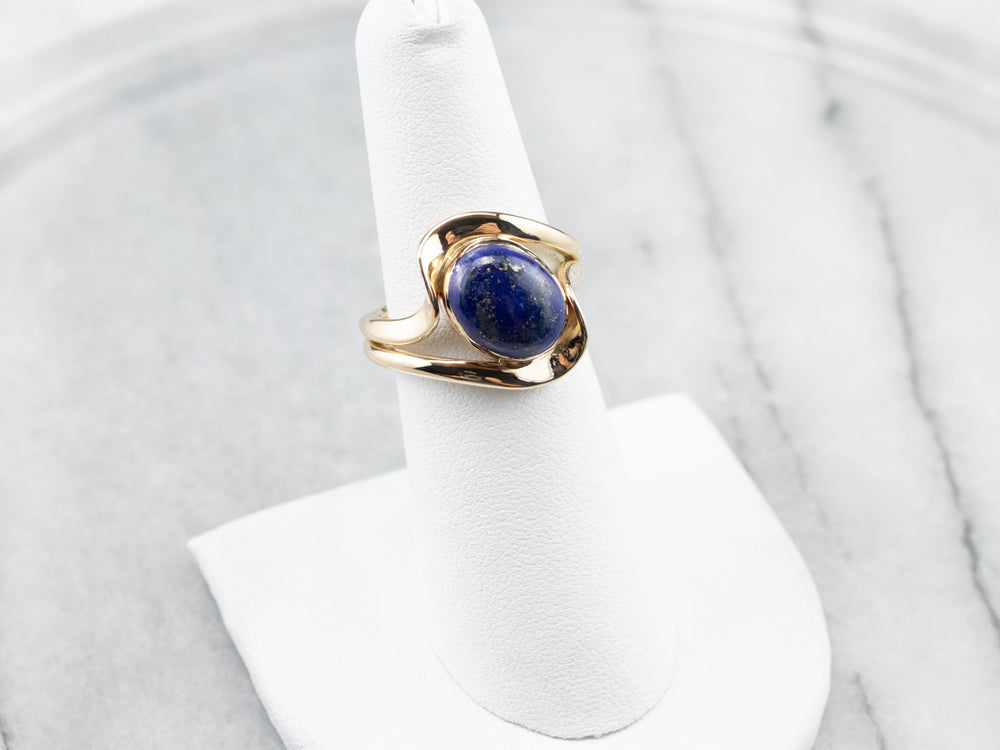 Modernist Gold Lapis Ring - Market Square Jewelers