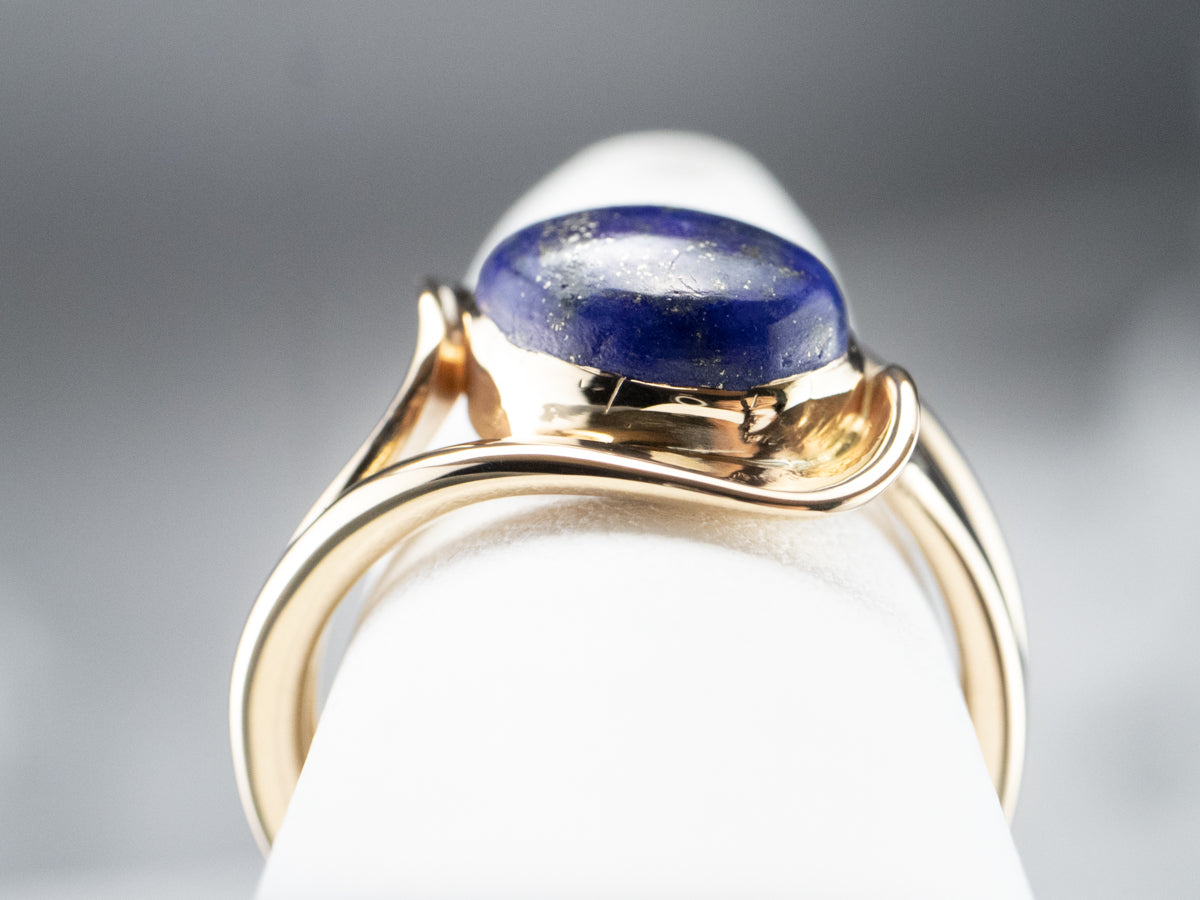 Modernist Gold Lapis Ring - Market Square Jewelers