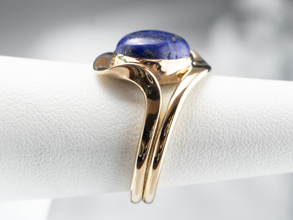 Modernist Gold Lapis Ring - Market Square Jewelers