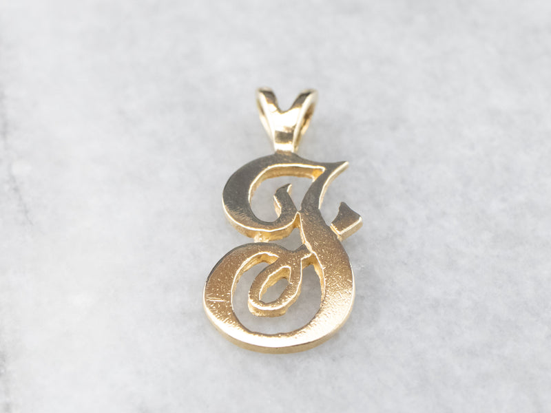 Gold Cursive Letter "F" Pendant - Market Square Jewelers