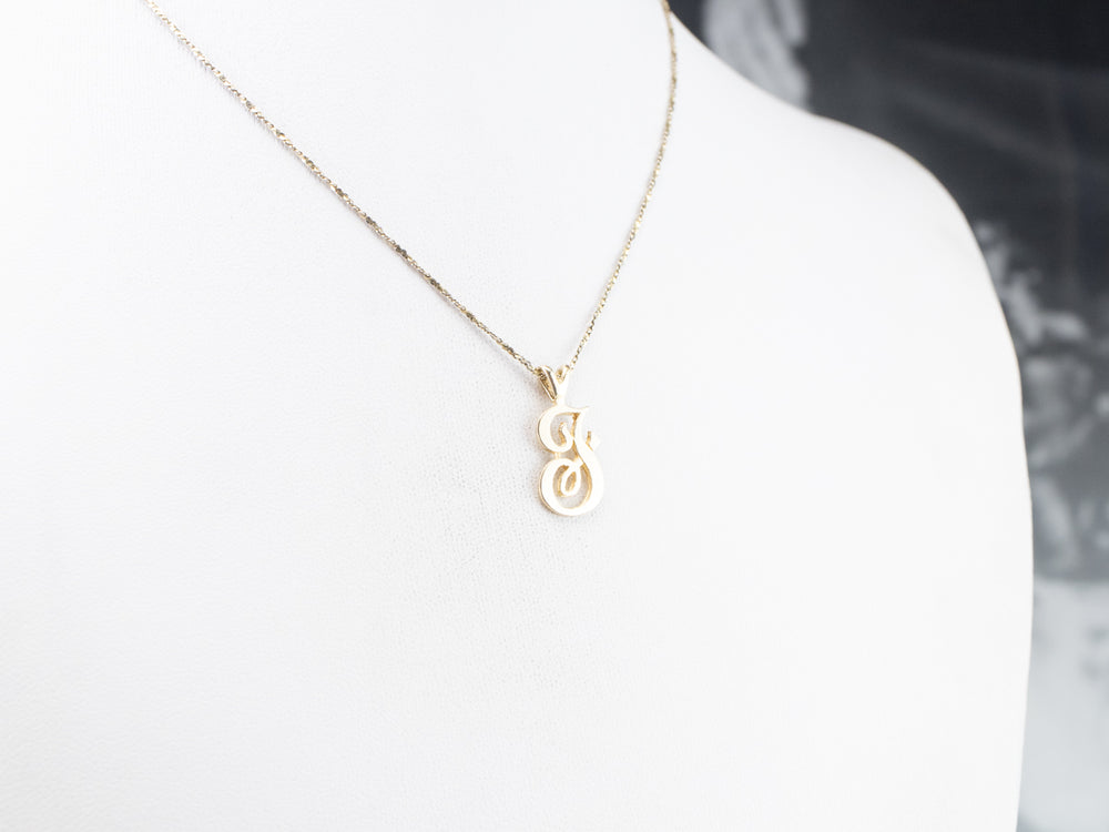 Gold Cursive Letter "F" Pendant - Market Square Jewelers